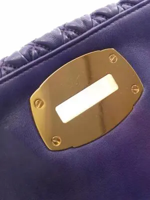 Miu Miu 2010s Nappa Crystal Matelassé Clutch Bag - Purple