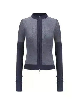 OUDE WAAG Metallic Ribbed-knit Cardigan - Blue