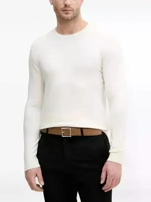 Sisley Crew-neck Long-sleeve Sweater - White