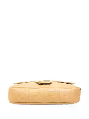 Fendi 2000-2010 Zucca Embossed Leather Baguette Satchel