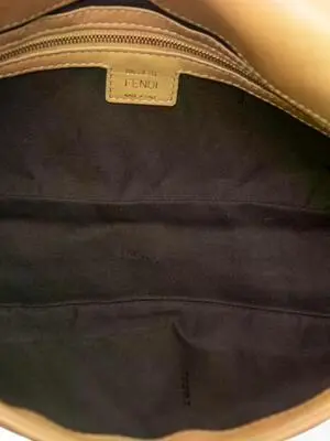 Fendi 2000-2010 Zucca Embossed Leather Baguette Satchel