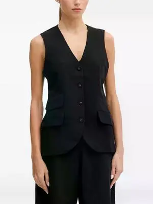 Sisley V-neck Button-up Waistcoat - Black