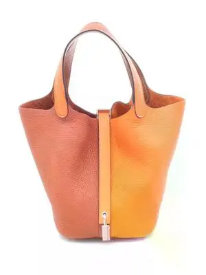 Hermès Bicolor Clemence Picotin Lock 18 Handbag - Orange
