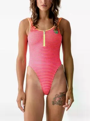BANANA MOON BANANA MOON Striped Zip-Front Swimsuit Pink