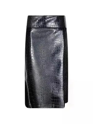 Sportmax Crocodile-effect A-line Midi Skirt - Black