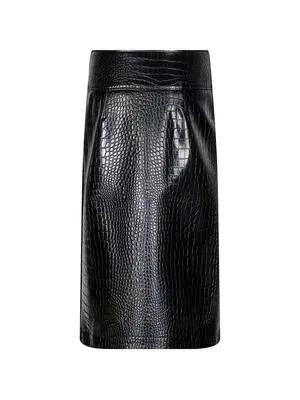 Sportmax Crocodile-effect A-line Midi Skirt