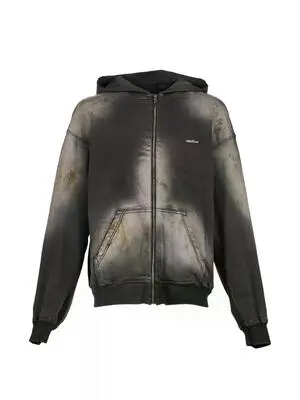 We11Done Dirty-wash Zip-up Hoodie - Black