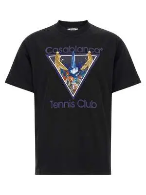 Casablanca Monde Perdu Tennis Club Icon' Print T-shirt - Black