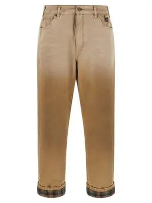 GOLDEN GOOSE Journey Russell Trousers With Check Lapels - Cream