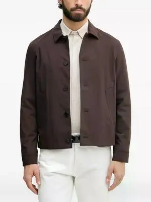 Sisley Button-up Collared Jacket - Brown