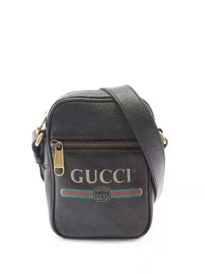 Gucci 2010s Webbing Leather Shoulder Bag - Black
