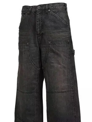 DAIRIKU Washed Double-knee Jeans