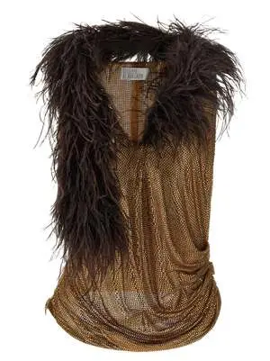 Giuseppe Di Morabito Mesh And Feather Top - Gold