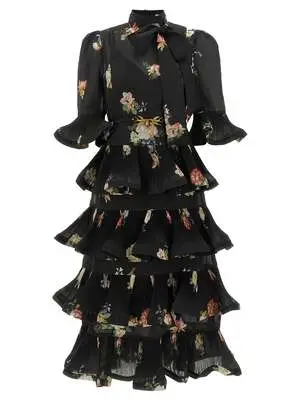 Zimmermann Pleated Sleeved Dress - Black