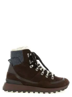 Brunello Cucinelli Lace-up Ankle Boots With Hooks - Brown