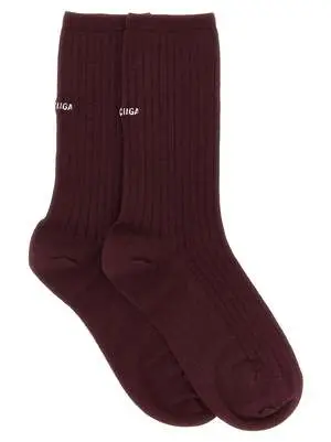 Balenciaga Logo Embroidery Ribbed Tights - Multicolor