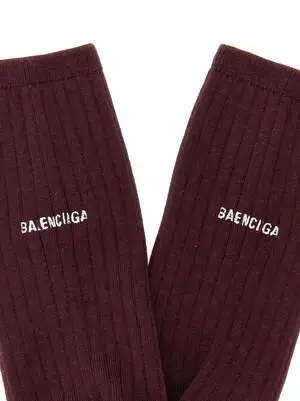 Balenciaga Logo Embroidery Ribbed Tights