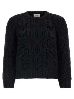 Saint Laurent Wool Sweater With Processing - Black