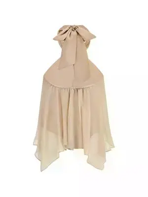 OUDE WAAG Halter-neck Double-layer Top - Neutrals