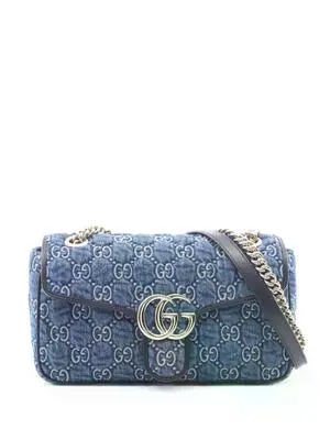 Gucci 2010s Small Gg Marmont Quilted Shoulder Bag - Blue