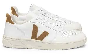 VEJA V-12 Leather Sneakers - White/camel
