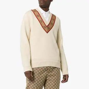 Gucci Gg V-neck Wool Sweater