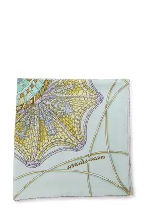 Hermès Multicolor 'les Dômes Célestes' Silk Scarf 90 - Blue