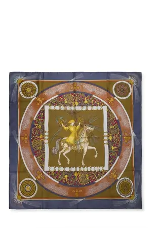Hermès Multicolor 'feux D'artifice' Silk Scarf 90 - Grey
