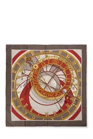 Hermès Multicolor 'mecanique Du Temps' Silk Scarf 90 - Grey