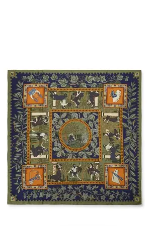 Hermès Multicolor 'musique Des Dieux' Silk Scarf 90 - Green