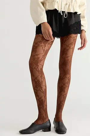 Swedish Stockings Lena Lace Tights - Brown