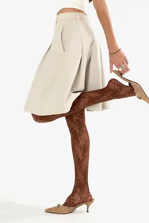 Swedish Stockings X Lena Lace Tights - Brown