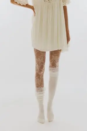 Swedish Stockings X Lena Lace Tights - Ivory