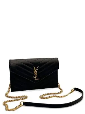 Saint Laurent Envelope Cassandre Leather Wallet On Chain - Multicolor