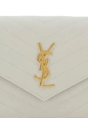 Saint Laurent Envelope Cassandre Leather Wallet On Chain