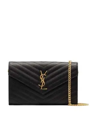 Saint Laurent Cassandre Leather Wallet On Chain - Multicolor