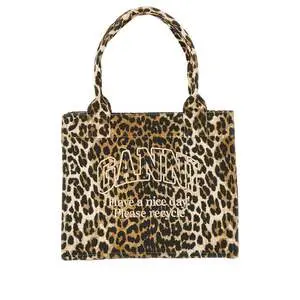 GANNI Leopard Canvas Large Tote Bag - Multicolor