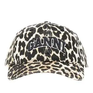 GANNI Leopard-print Organic Cotton Baseball Hat