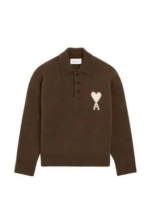 AMI Paris De Coeur Wool Polo Sweater - Multicolor