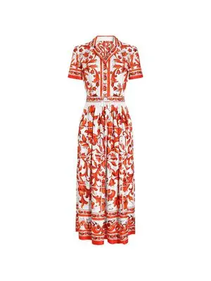 Dolce & Gabbana Maiolica Print Silk Maxi Dress - Multicolor