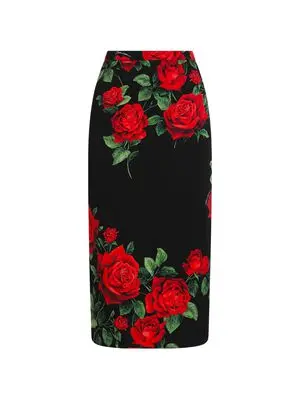 Dolce & Gabbana Roses Print Silk Skirt - Multicolor