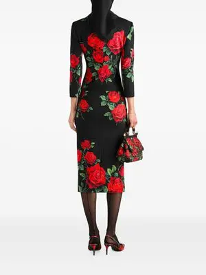 Dolce & Gabbana Roses Print Silk Skirt