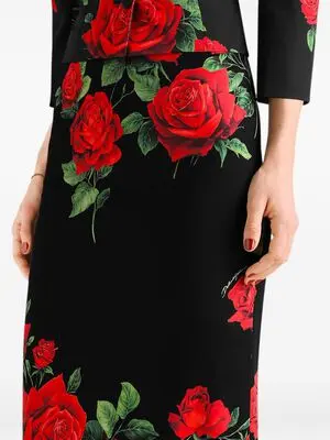 Dolce & Gabbana Roses Print Silk Skirt