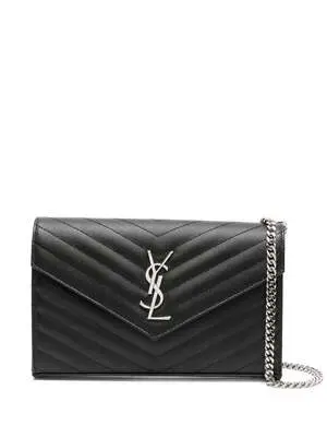 Saint Laurent Cassandre Leather Wallet On Chain - Multicolor