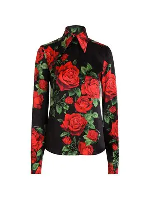 Dolce & Gabbana Rose Print Silk Shirt - Multicolor
