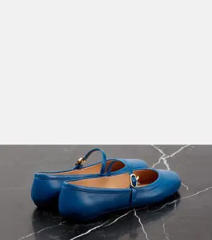 GIANVITO ROSSI Carla Leather Mary Jane Flats