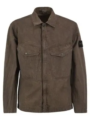 Stone Island Corduroy Overshirt With Compass Badge
