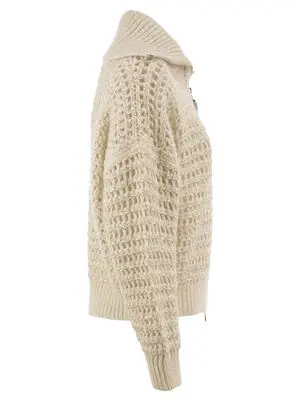 Brunello Cucinelli Openwork Wool, Cashmere And Mohair Zip Cardigan