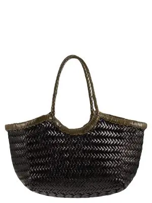 Dragon Diffusion Nantucket Two-tone Woven Buffalo Calfskin Bag - Black