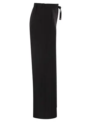 Max Mara Smmfloria Virgin Wool Stretch Trousers With Drawstring Waist